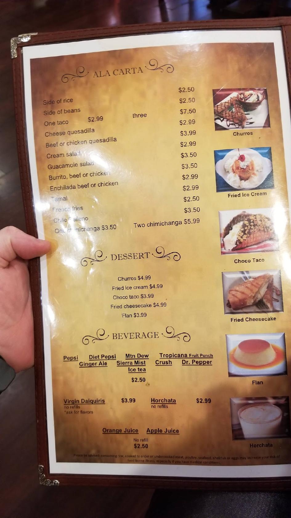 Menu at Mezcal Mexican Grill restaurant, Hampton