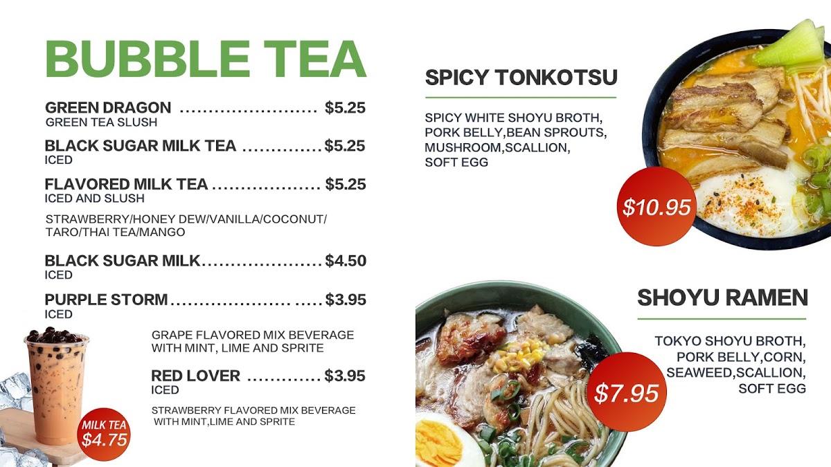Menu at Osaka poke & ramen restaurant, Pueblo