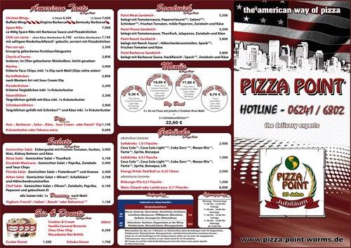 Menu at Pizza Point, Worms