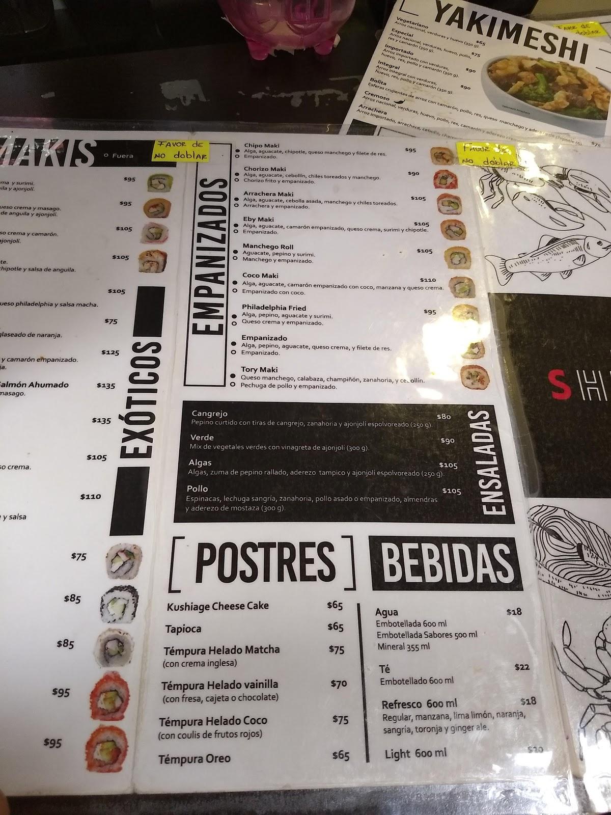 Carta del restaurante Shirushi Aragón, Ecatepec, Plaza Aragon