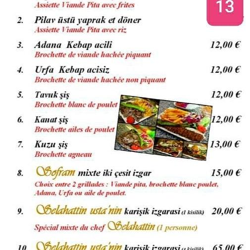Menu at Sofram restaurant - iskender kebap yaprak doner, Saint-Nicolas