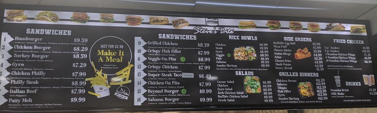 Menu at Steve's Bite restaurant, Palos Heights