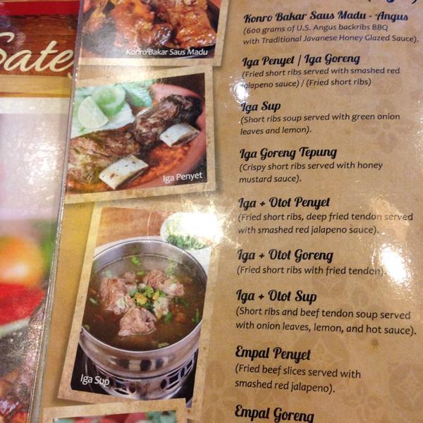 Carta del restaurante Warung Tekko Mall of Serang, Serang