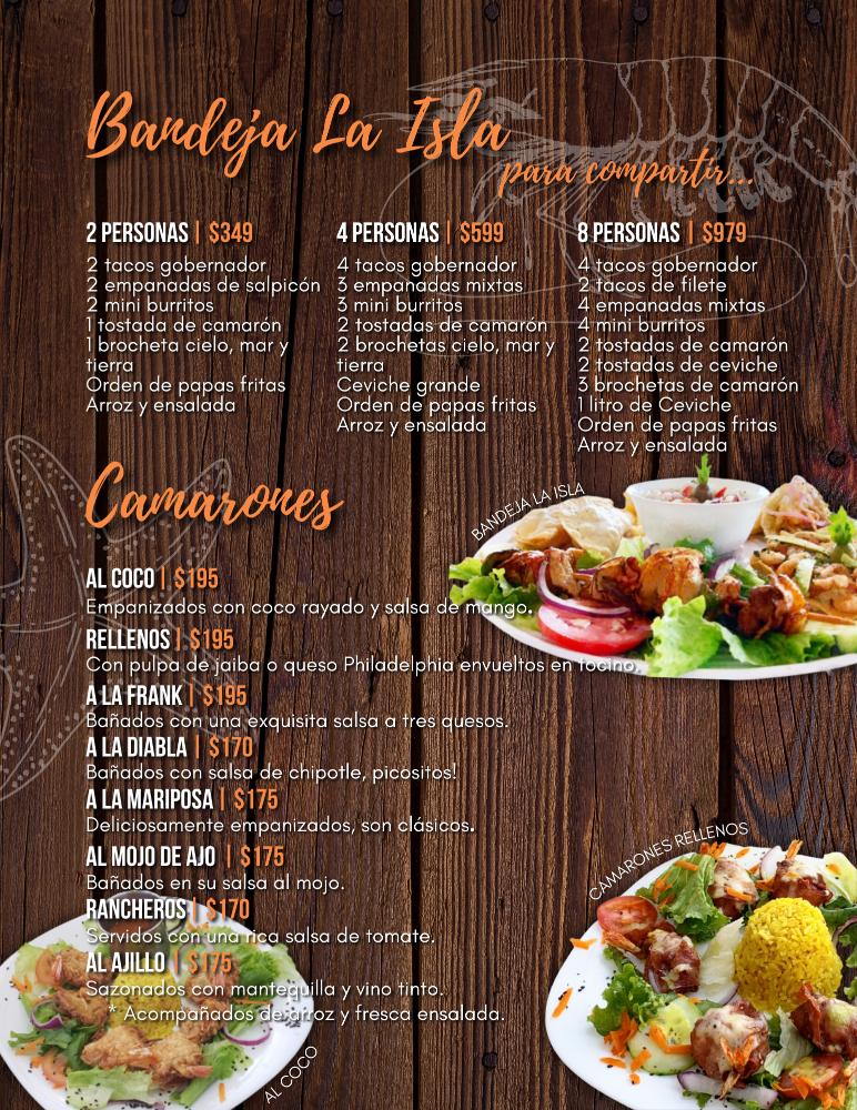 Carta de La Isla Restaurante, Tampico