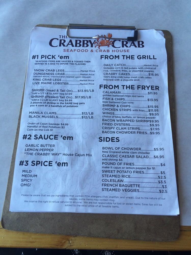 Menu at The Crabby Crab pub & bar, Los Angeles
