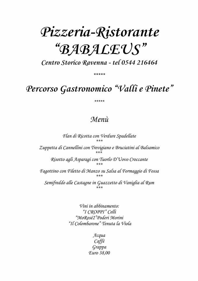 Menu at Babaleus - Ristorante Pizzeria, Ravenna
