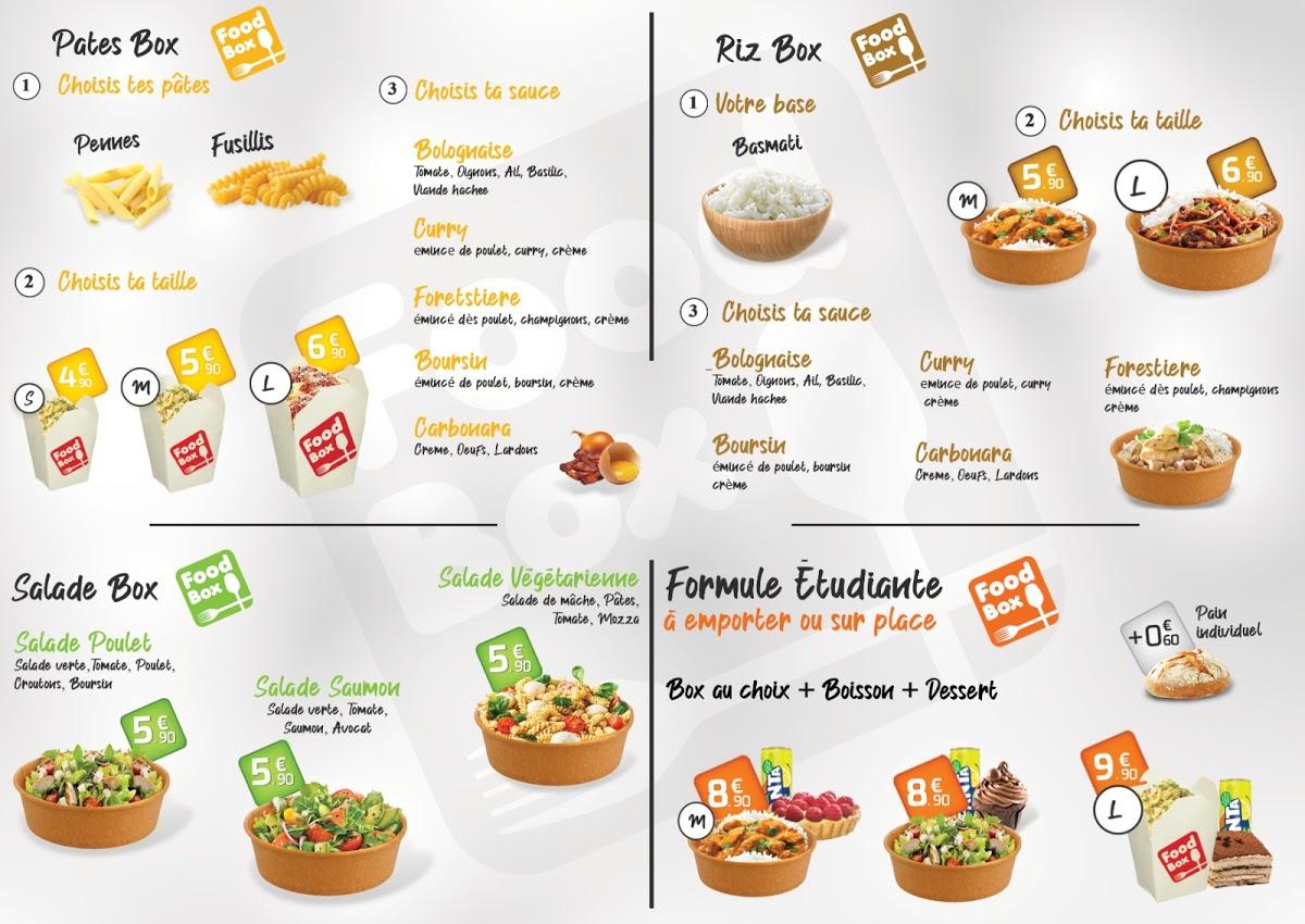 Menu at Food box restaurant, Grenoble