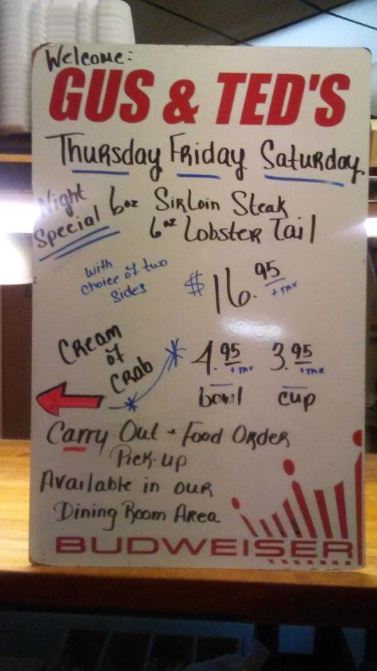 Menu at Gus & Ted's Tavern Inc pub & bar, Waynesboro