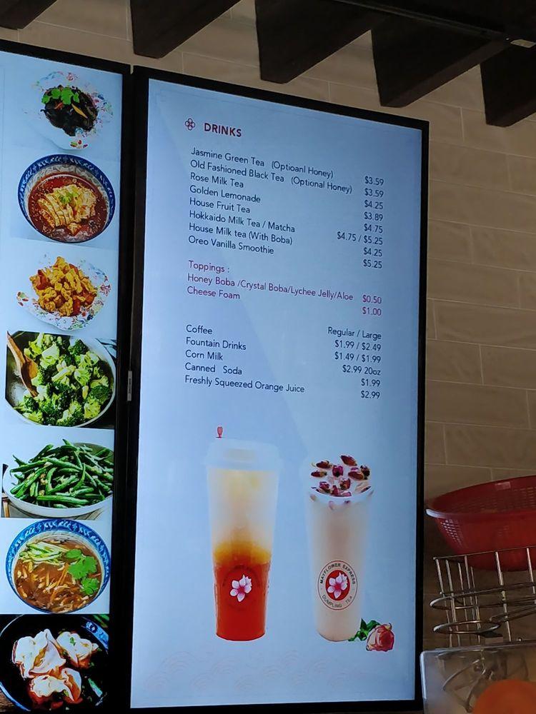 Carta de comida rápida Mayflower Dumpling Express, Anaheim