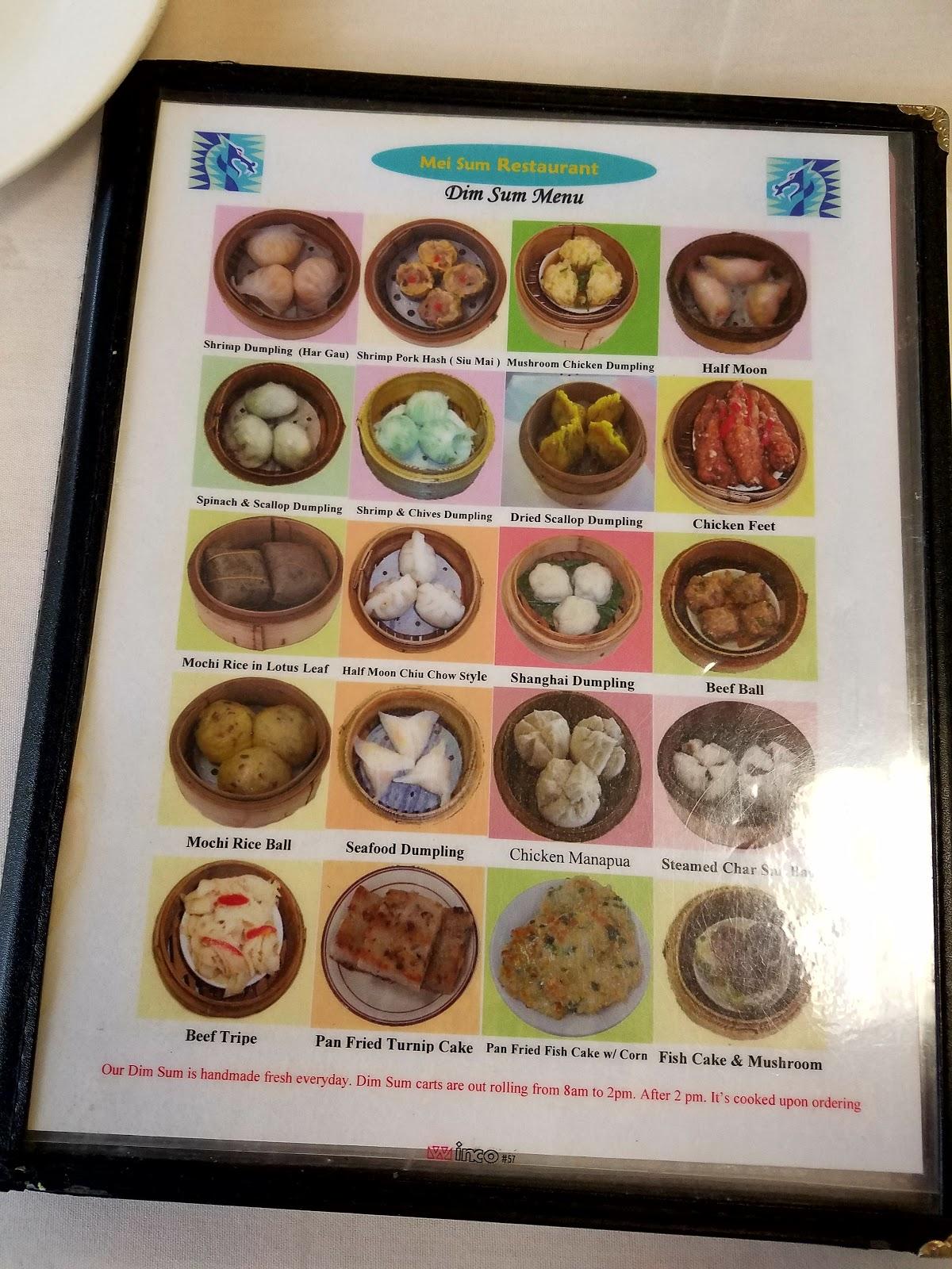 Menu at Mei Sum Dim Sum restaurant, Honolulu