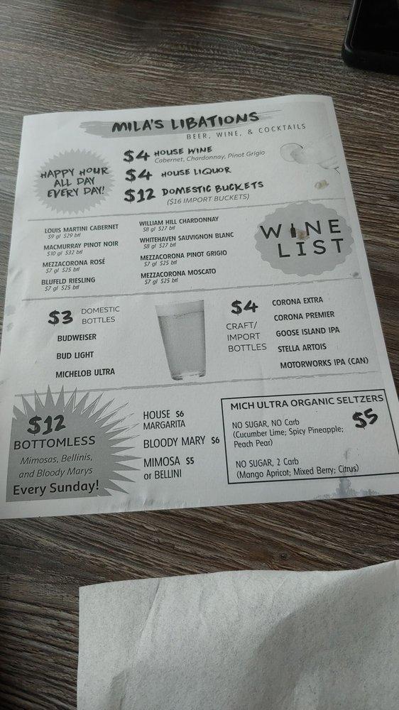 Menu at Mila’s on the Manatee restaurant, Palmetto