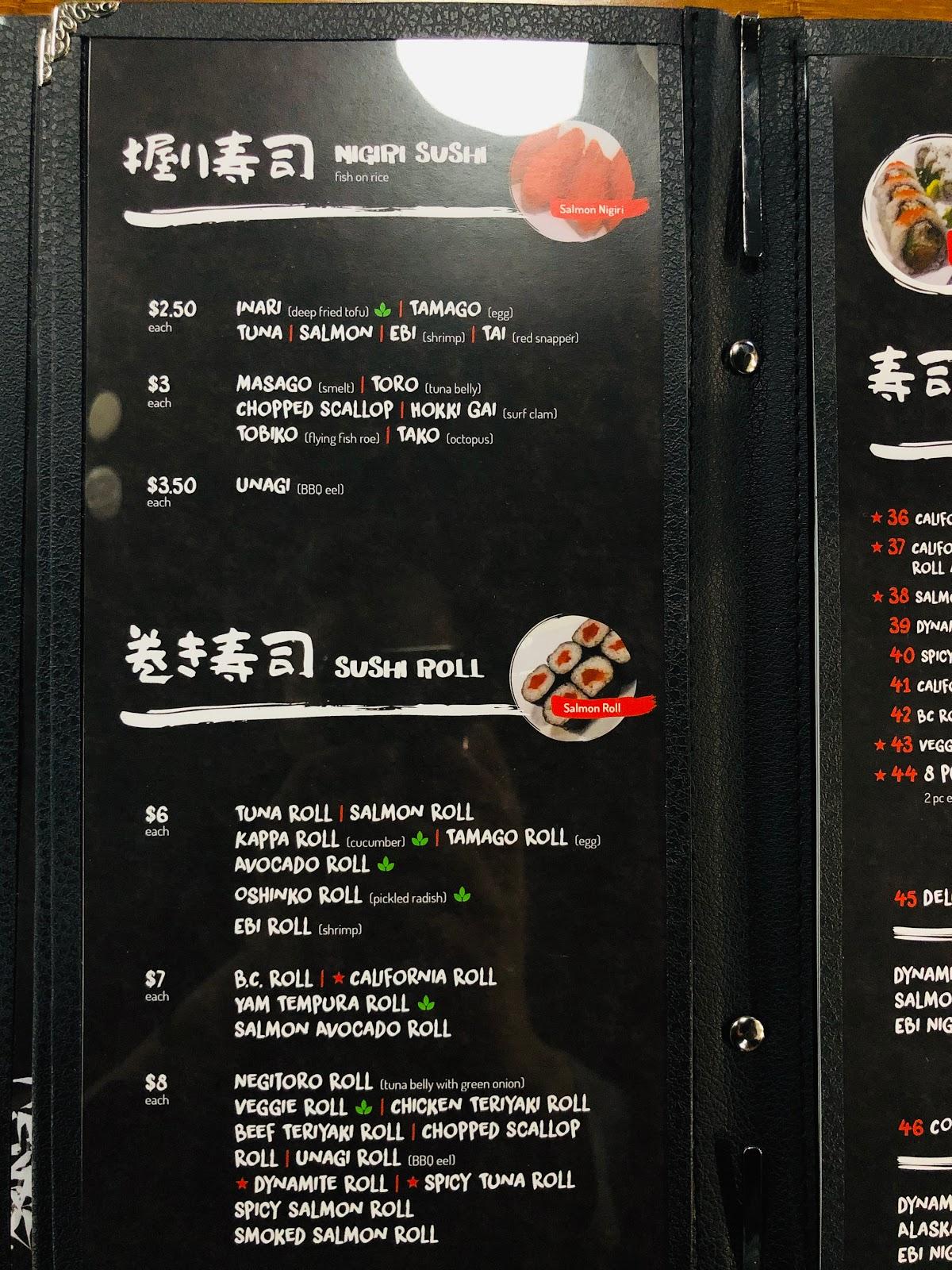 Menu at Neko Sushi restaurant, Edson