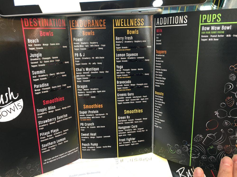 Menu at Rush Bowls pub & bar, Phoenix