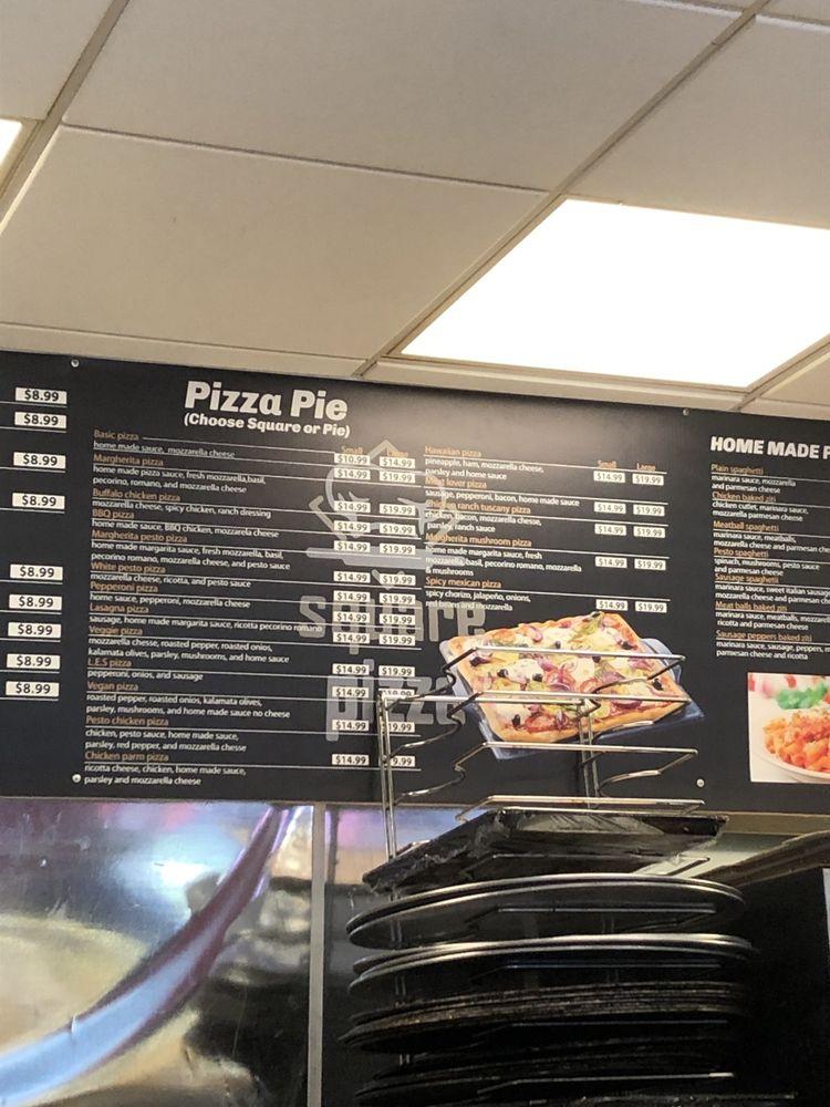 Menu at Square Pizza pizzeria, New York City, 37-39 Clinton St