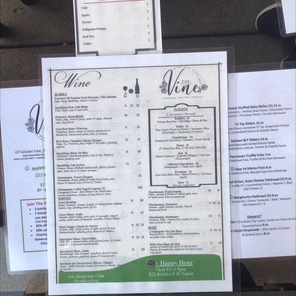 Menu at The Vine El Dorado Hills pub & bar, El Dorado Hills