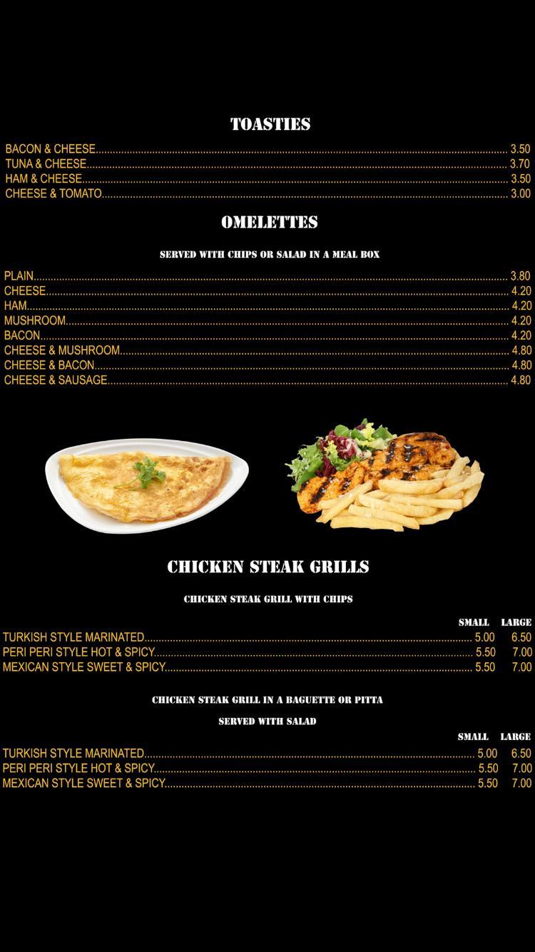 Menu at A1 BURGER VAN fast food, Chelmsford