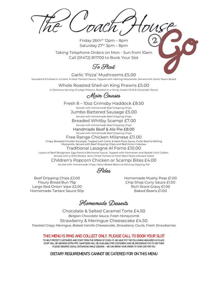 Menu at The Coach House pub & bar, Grimsby