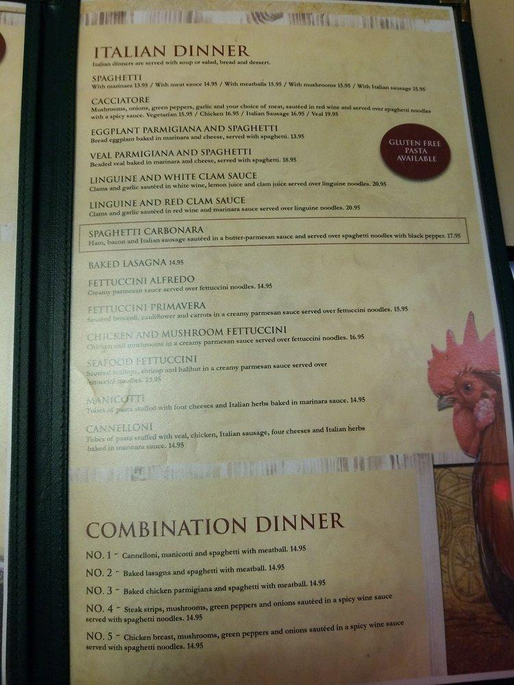 Menu at Cock & Bull Villa Roma restaurant, La Grande