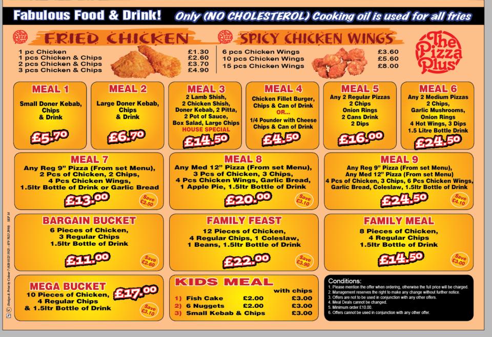 Menu at Pizza Plus pizzeria, Leighton Buzzard