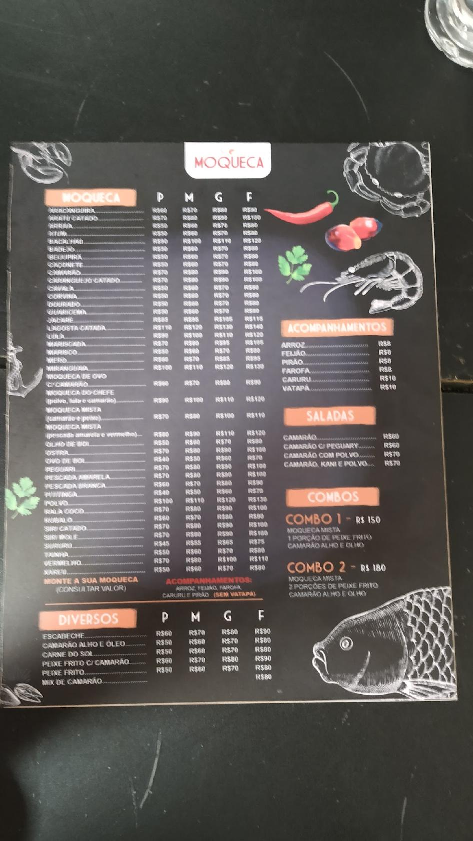 Menu em Só Moqueca restaurante, Salvador