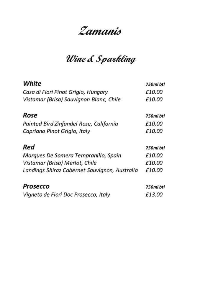 Menu at Zamani's Restaurant, Ashby-de-la-Zouch, 11