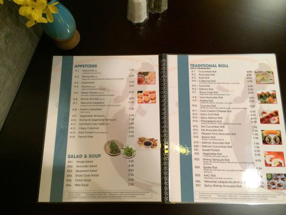 Menu at BEIJING TOKYO restaurant, Winter Garden