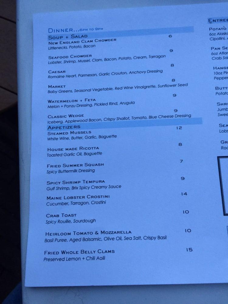 Menu at Brix + Brine pub & bar, Ogunquit