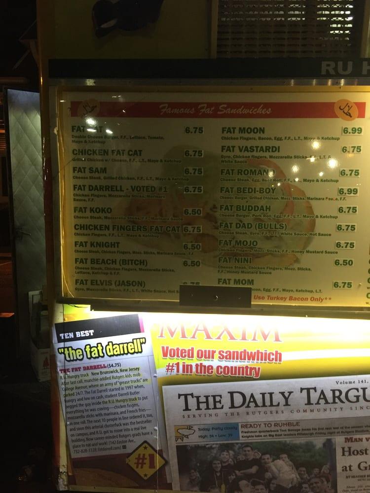 Menu at R U Hungry fast food, New Brunswick, 95 Hamilton St