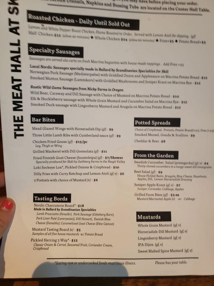 Menu at Skål Beer Hall pub & bar, Seattle