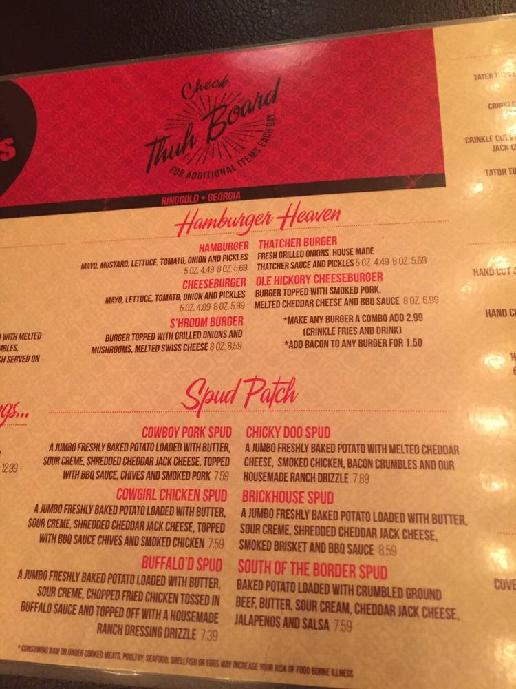 Menu at Thatcher's Barbecue & Grill, Ringgold