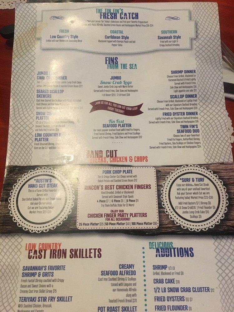 Menu at The Tin Fin Restaurant, Rincon