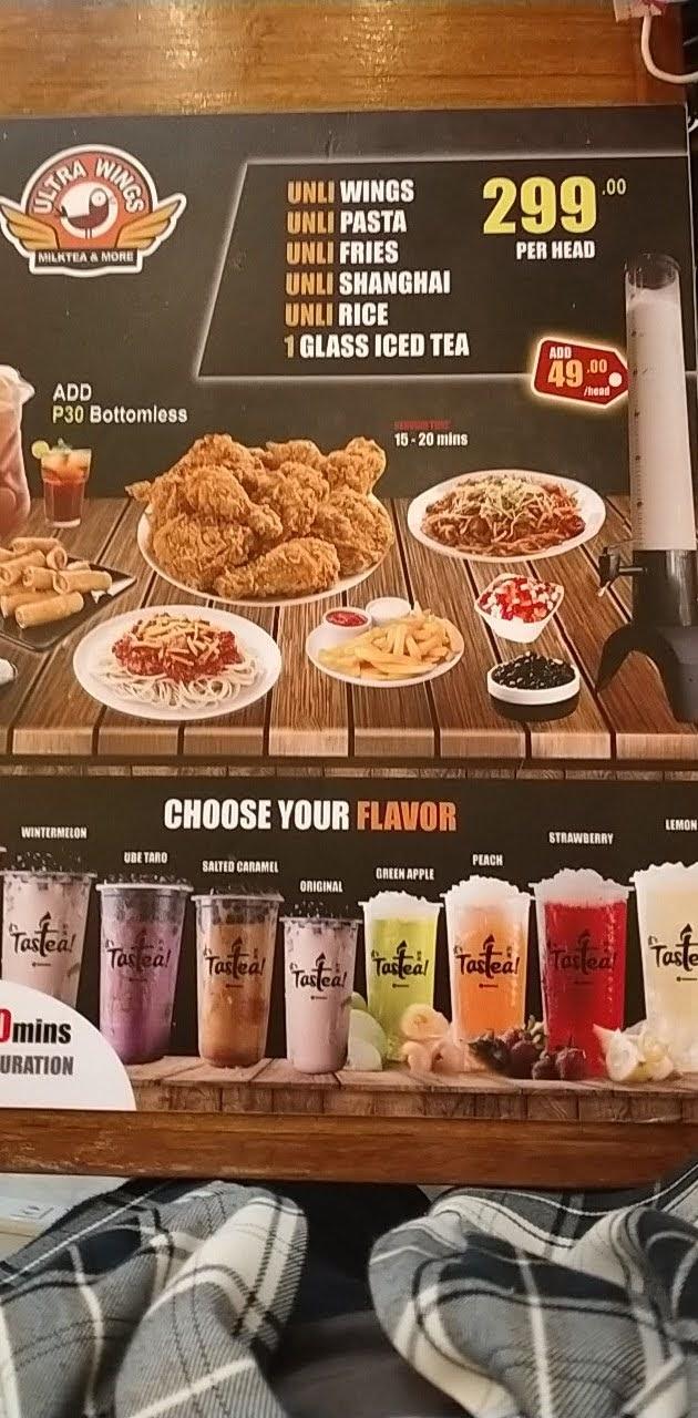 Menu at Ultra Wings restaurant, Quezon City