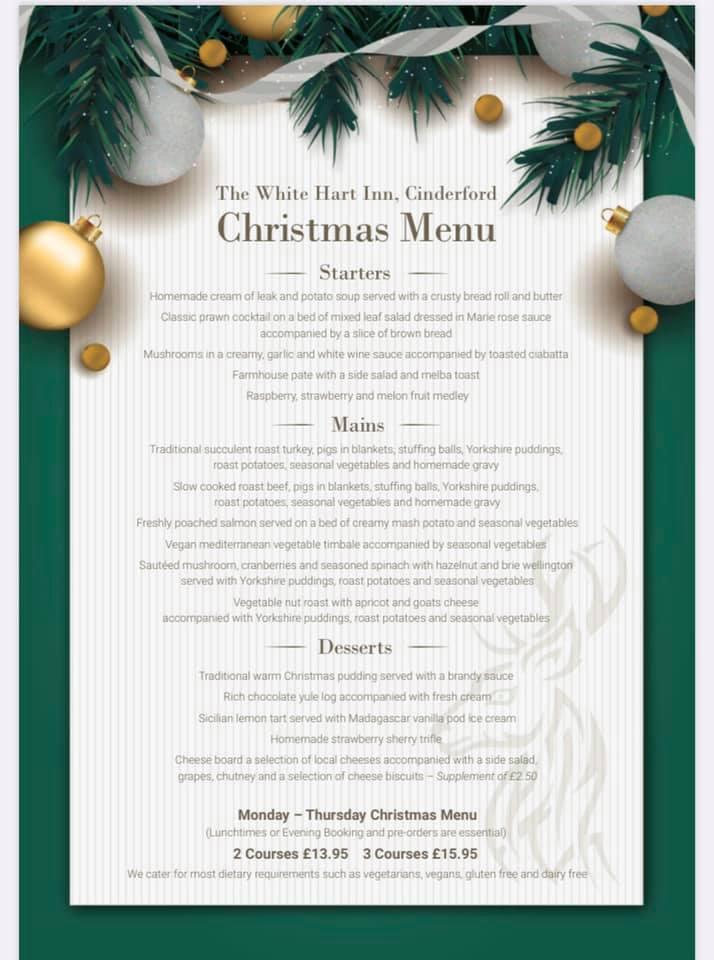 Menu at White Hart Inn pub & bar, Cinderford