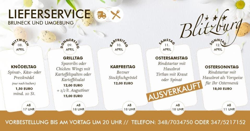 Speisekarte von Hotel Blitzburg Restaurant, Bruneck