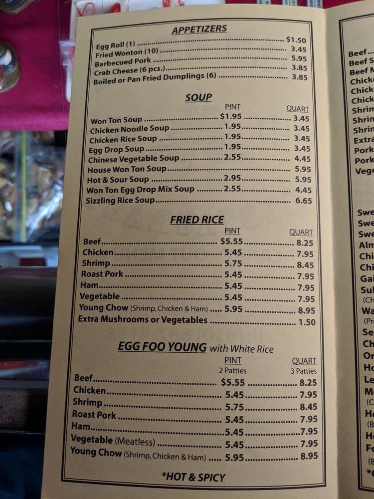 Menu at New China kitchen restaurant, Mount Morris