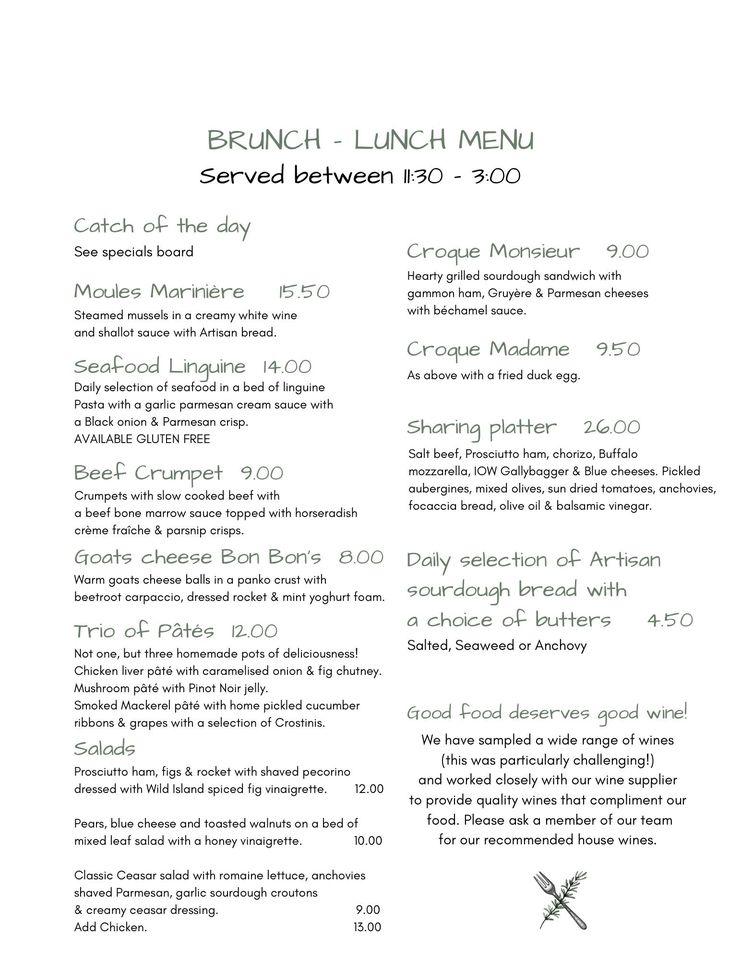 Menu at The Kitchen@London House restaurant, Ventnor