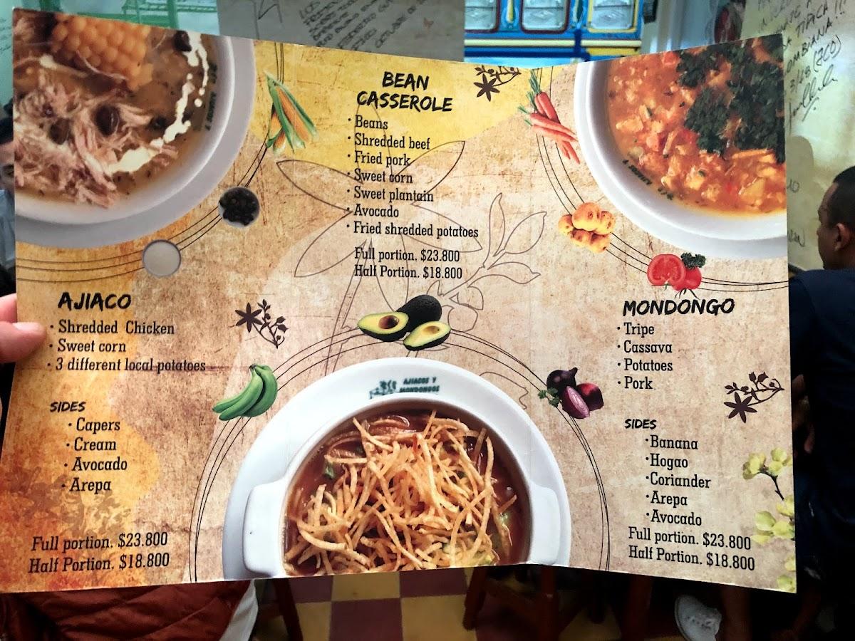 Menu at Ajiacos y Mondongos restaurant, Medellín, Cl. 8 #42-46
