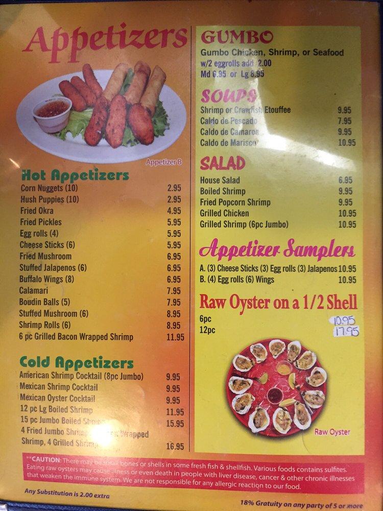 Menu at Baytown Seafood Freeport restaurant, Freeport