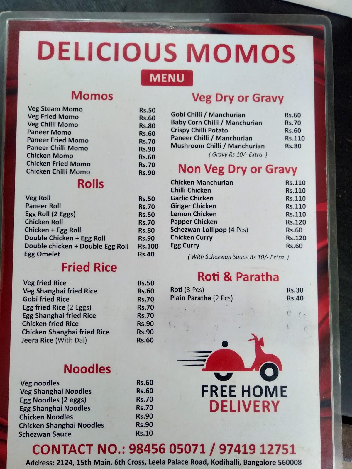 Menu at Delicious Momo, Bengaluru, 277/F