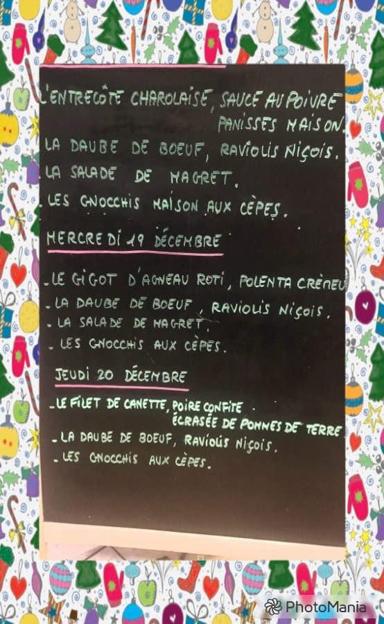 Menu at L'espresso St Roch restaurant, Nice