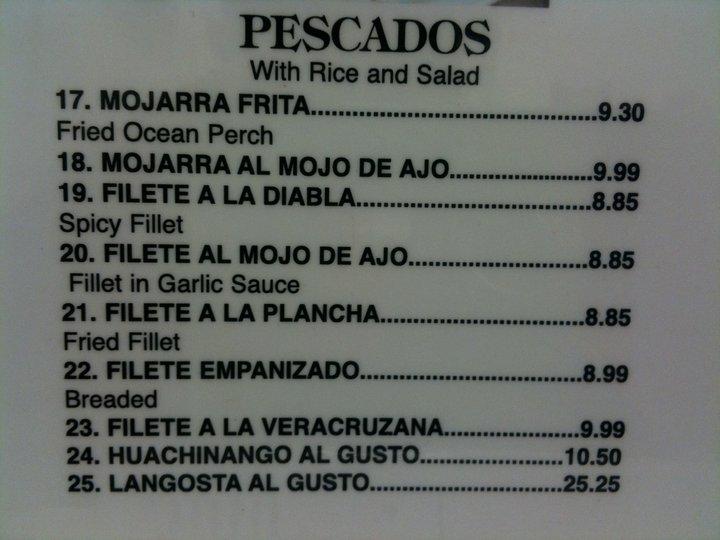 Menu at Mariscos Martin restaurant, La Puente, Valley Blvd