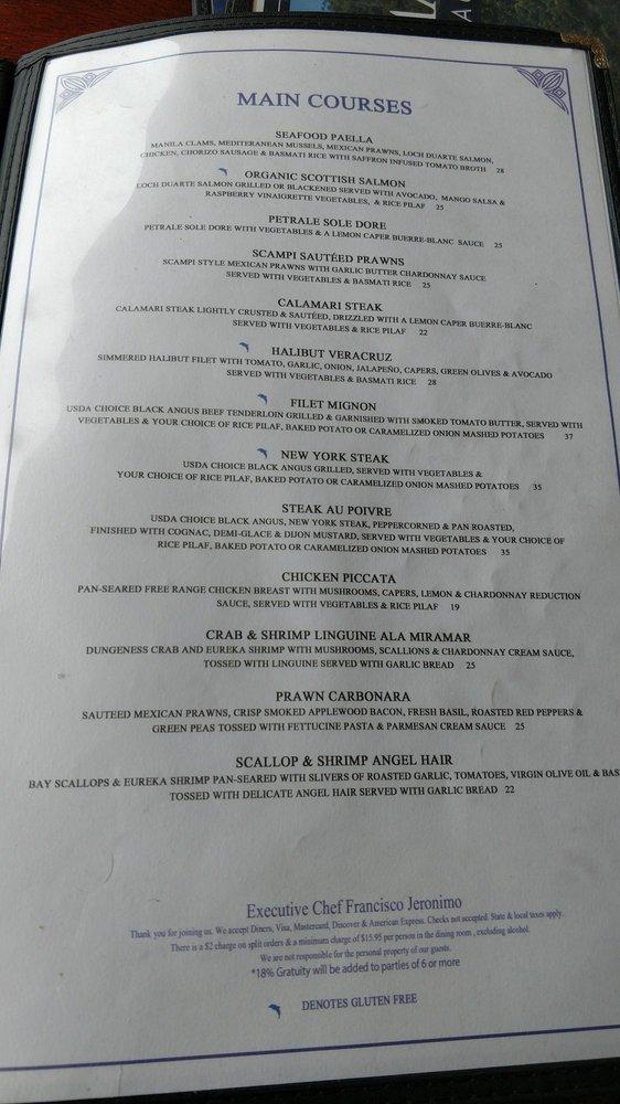 Menu at Miramar Beach Restaurant, Half Moon Bay