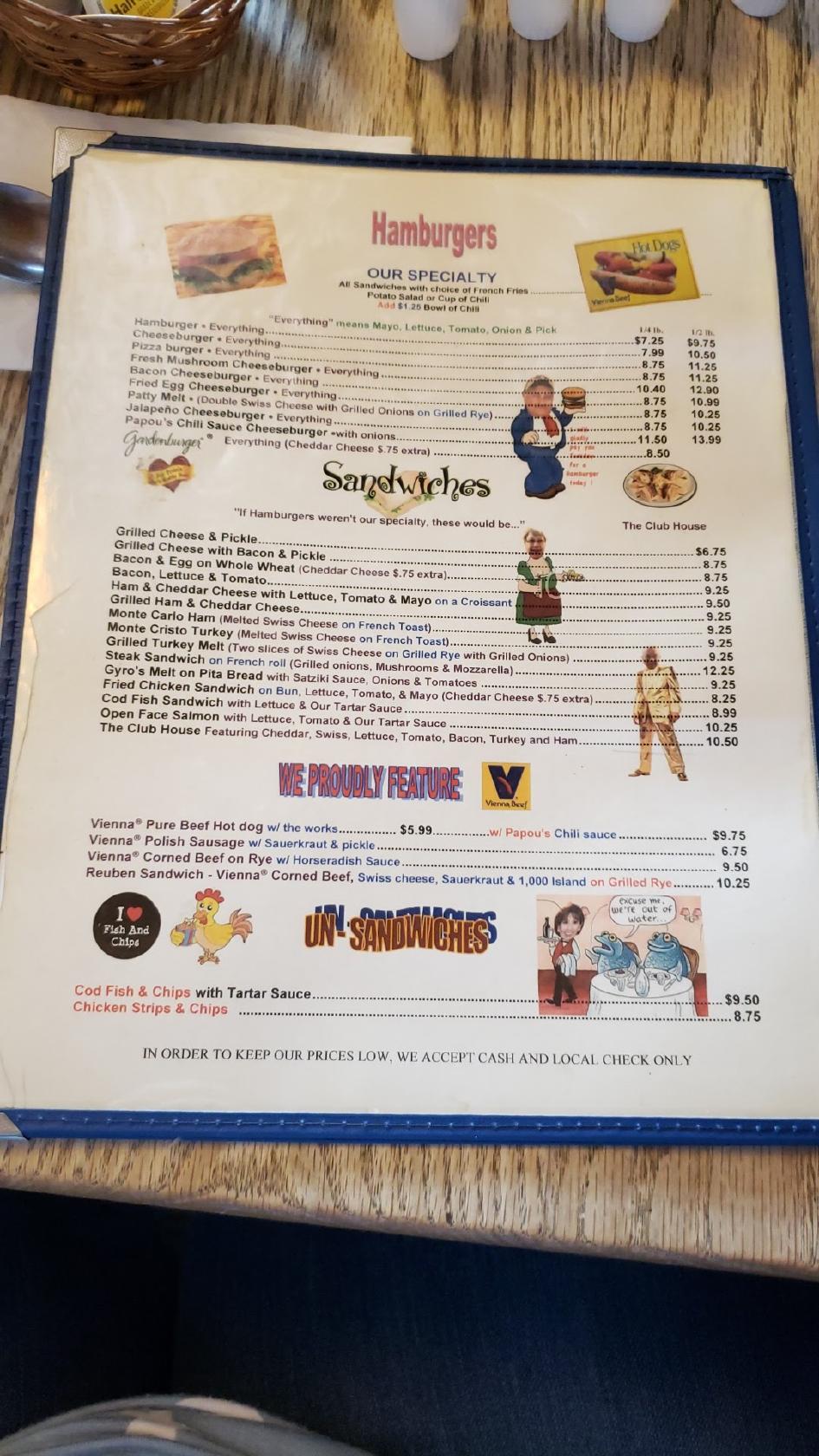 Menu at Monte's Just A Bite restaurant, Blaine