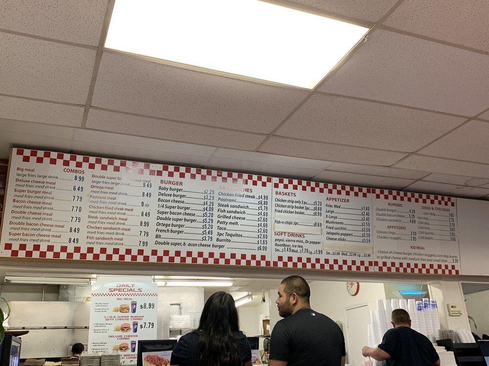 Menu at Super Burger Drive-in restaurant, Gilroy