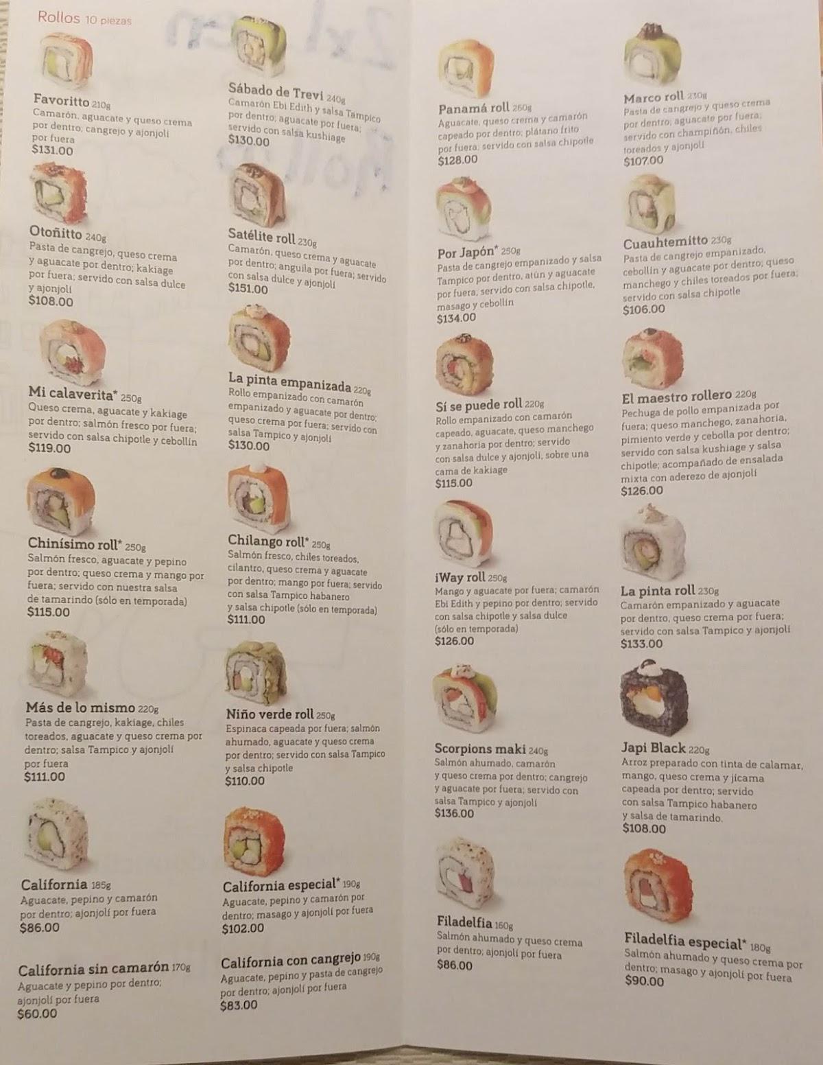 Menu at Sushi Itto Campestre restaurant, Durango
