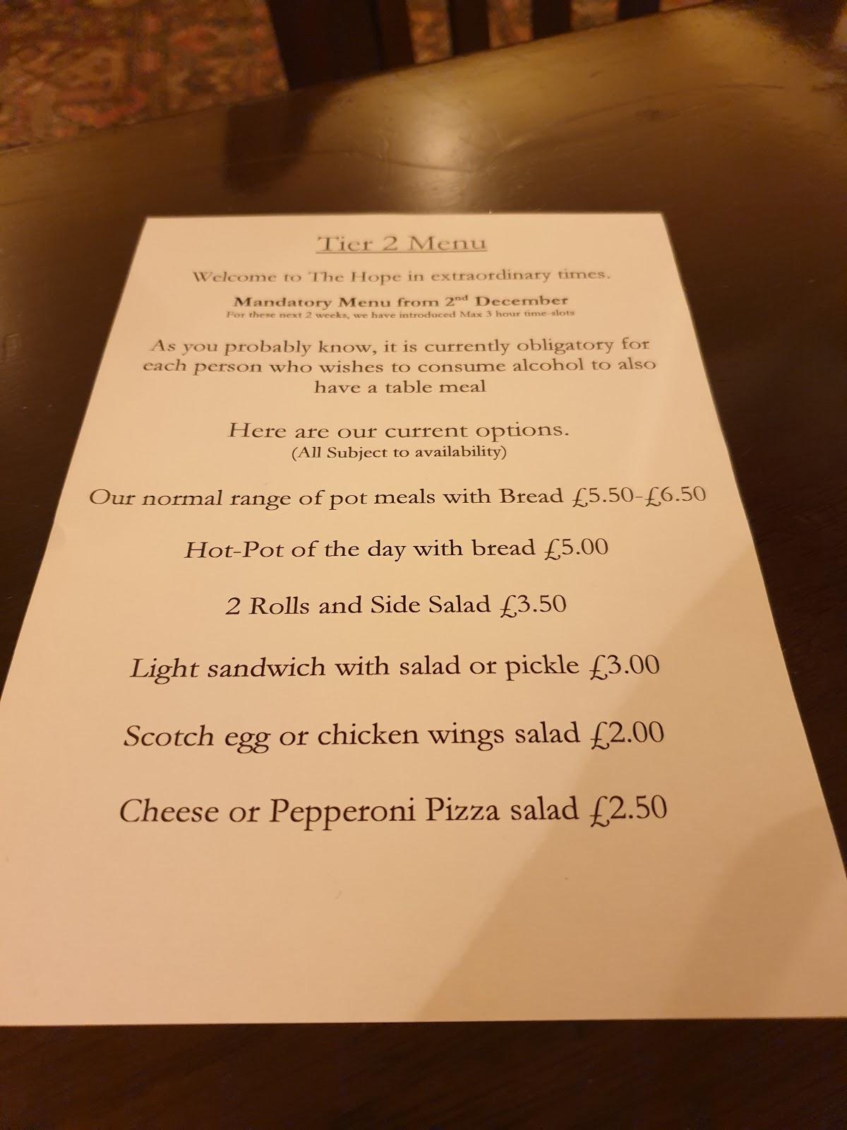 Menu at The Hope pub & bar, Carshalton, 48 West St