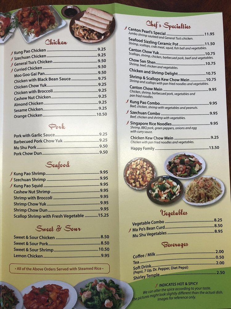 Menu at Canton Chinese Buffet restaurant, Vancouver