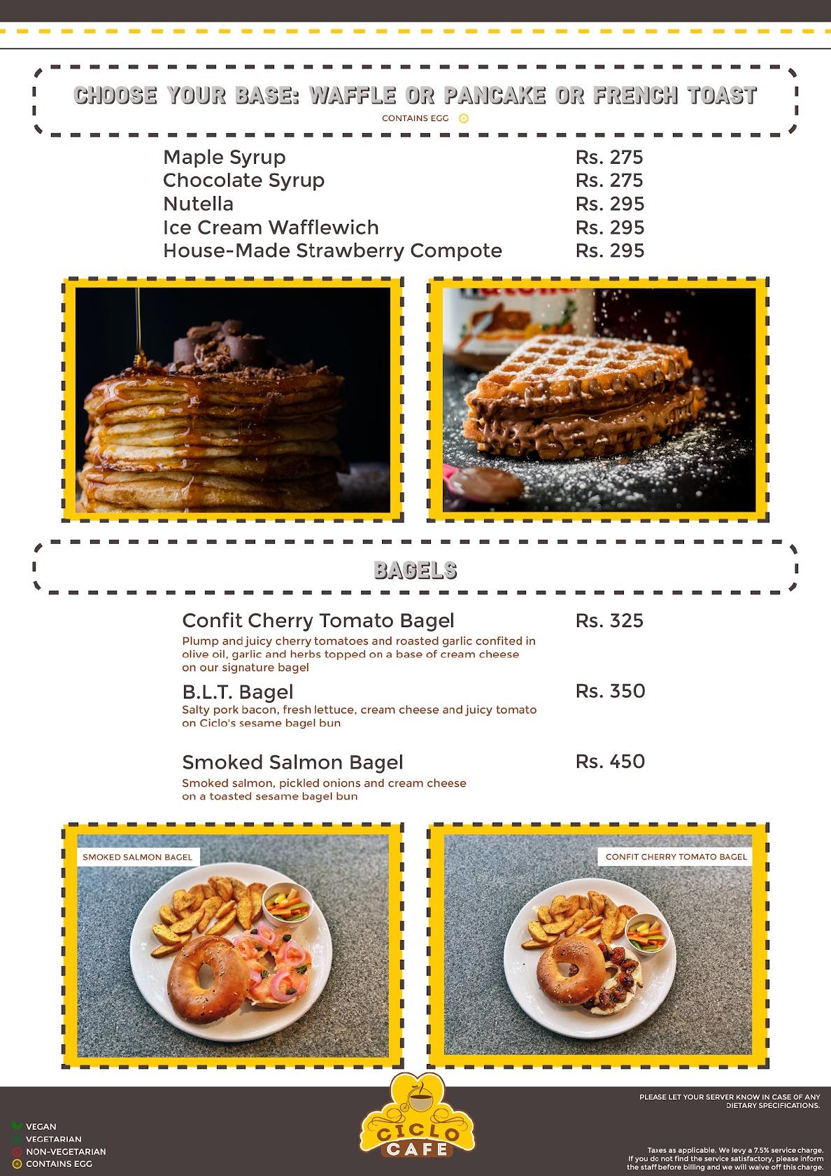 Menu at Ciclo Café, Chennai, 1st Floor