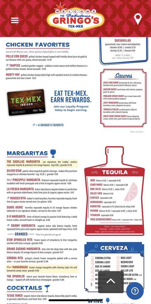 Menu at Gringo's Mexican Kitchen {Katy} restaurant, Katy