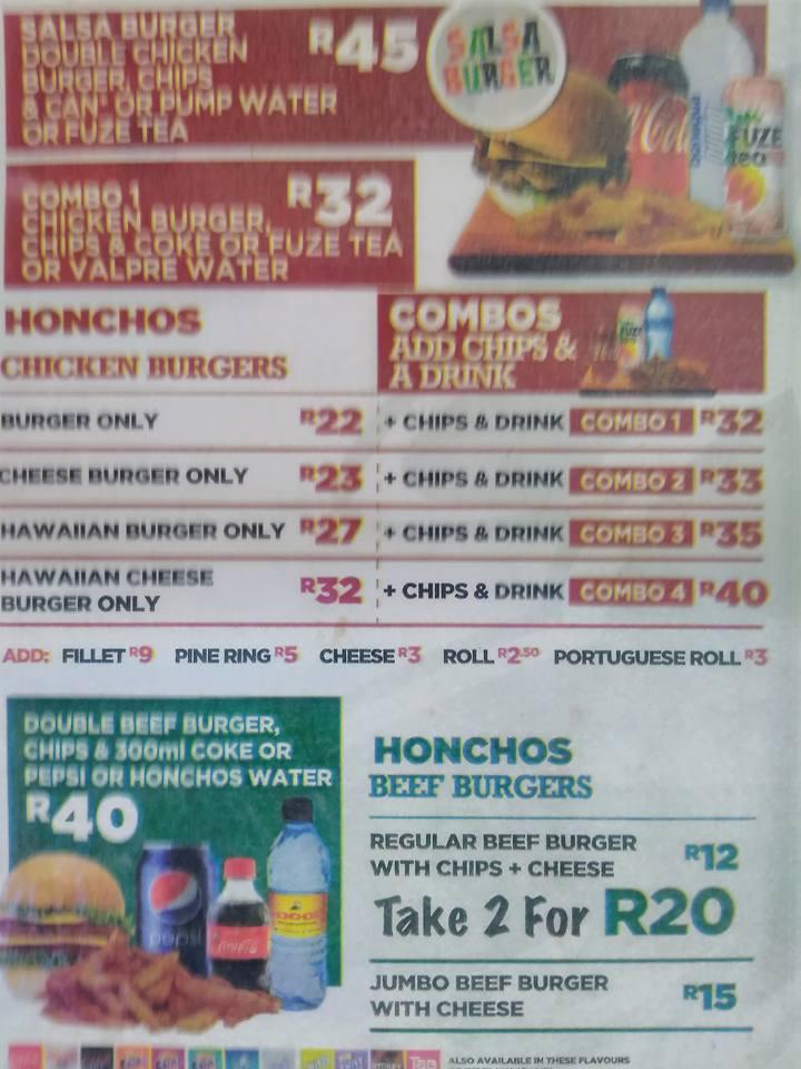 Menu at Honchos Ladysmith restaurant, Ladysmith, 25 Queen St